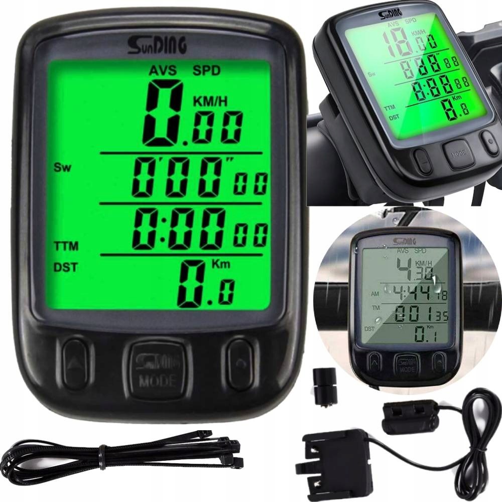 LICZNIK ROWEROWY SUNDING SD-563A CZARNY WODOODPORNY Z PODŚWIETLENIEM I MOCOWANIEM - Akcesoria ...