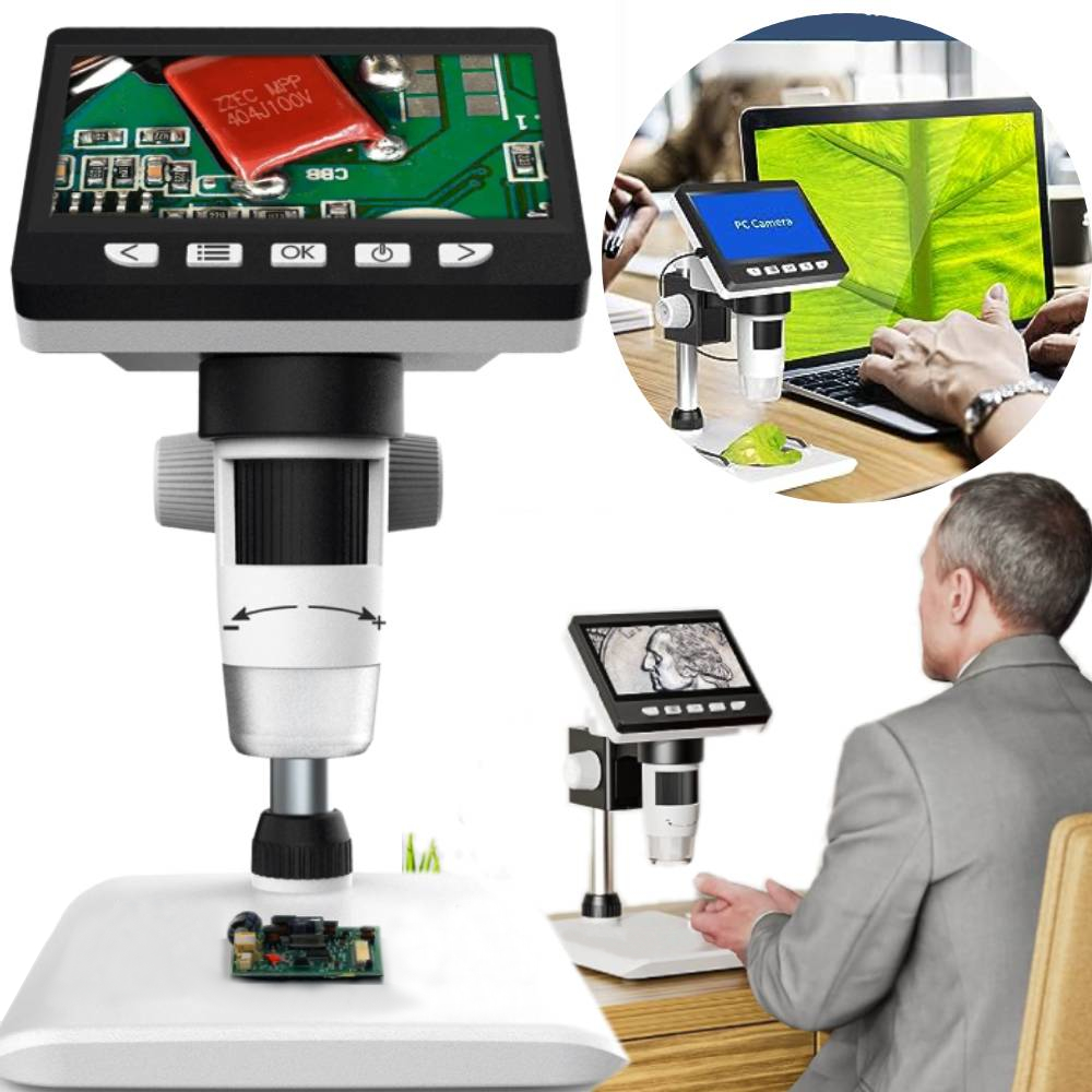 MIKROSKOP CYFROWY Z WYŚWIETLACZEM LCD 1000x 1080P 8 LED INSKAM-307 ...